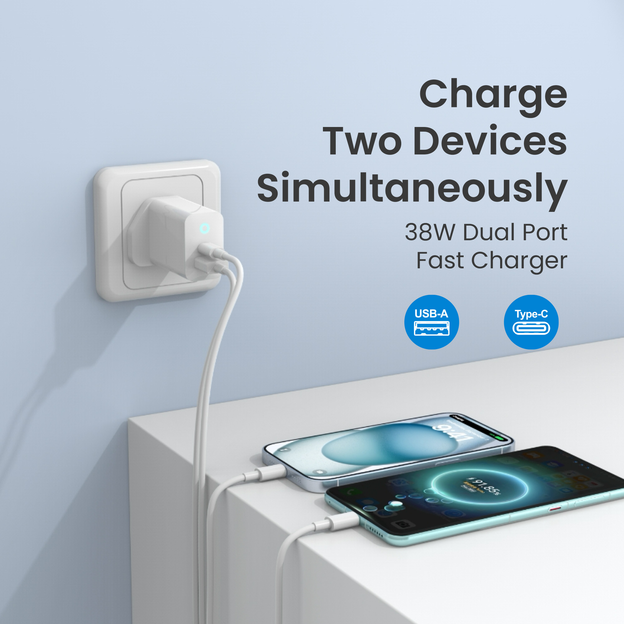 BRAVE BTC-29 30W PD GaN Wall Charger with USB-C & USB-A Ports + 60W USB ...